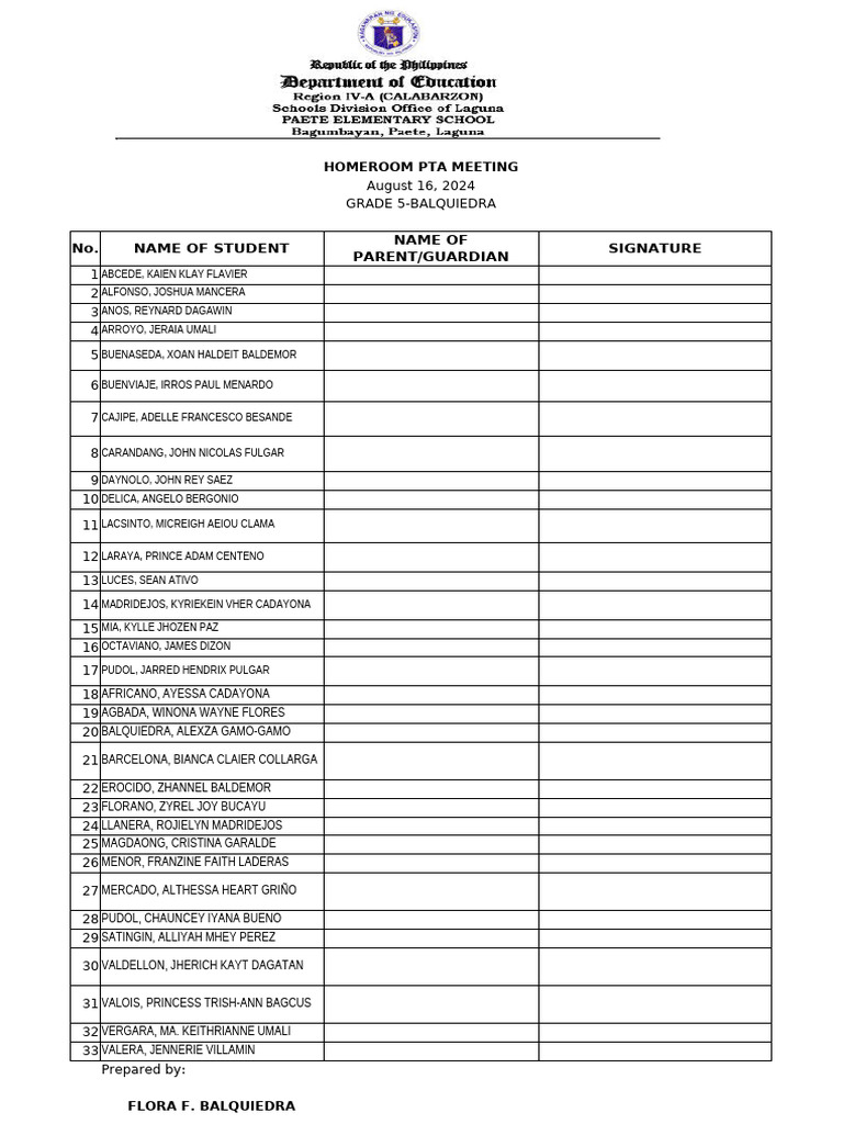 Pta Attendance | PDF