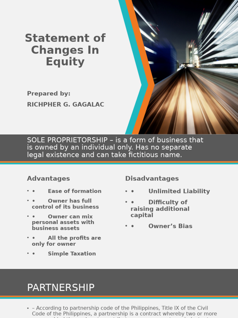 Statement of Changes in Equity | PDF | Partnership | Equity (Finance)