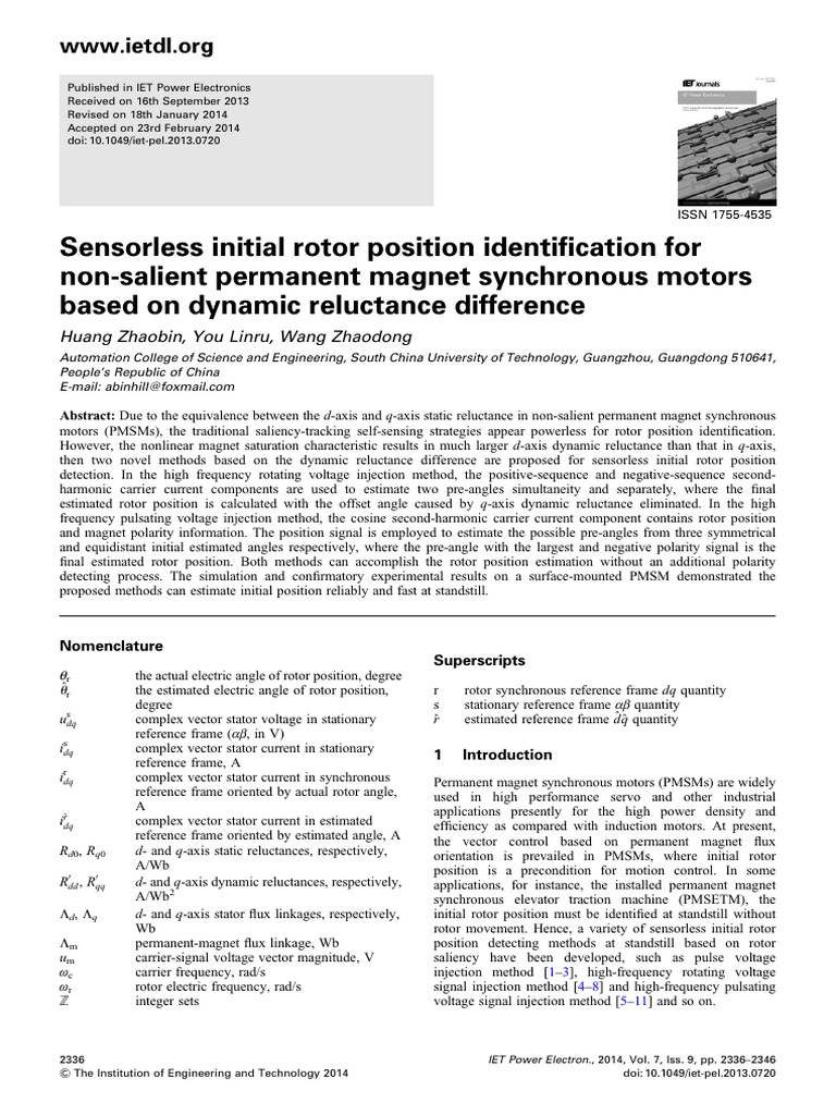 IET Power Electronics - 2014 - Zhaobin - Sensorless Initial Rotor ...