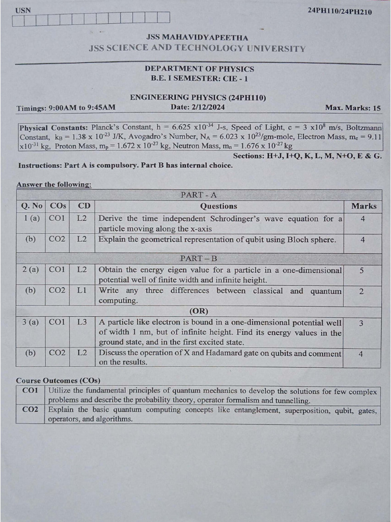 1st Sem All Subjects CIE-QP | PDF