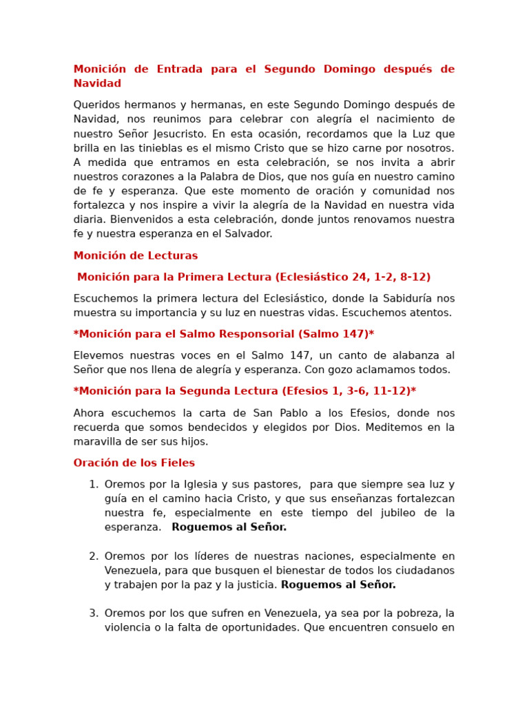 Celebración del Segundo Domingo de Navidad | PDF | Cristo (título)