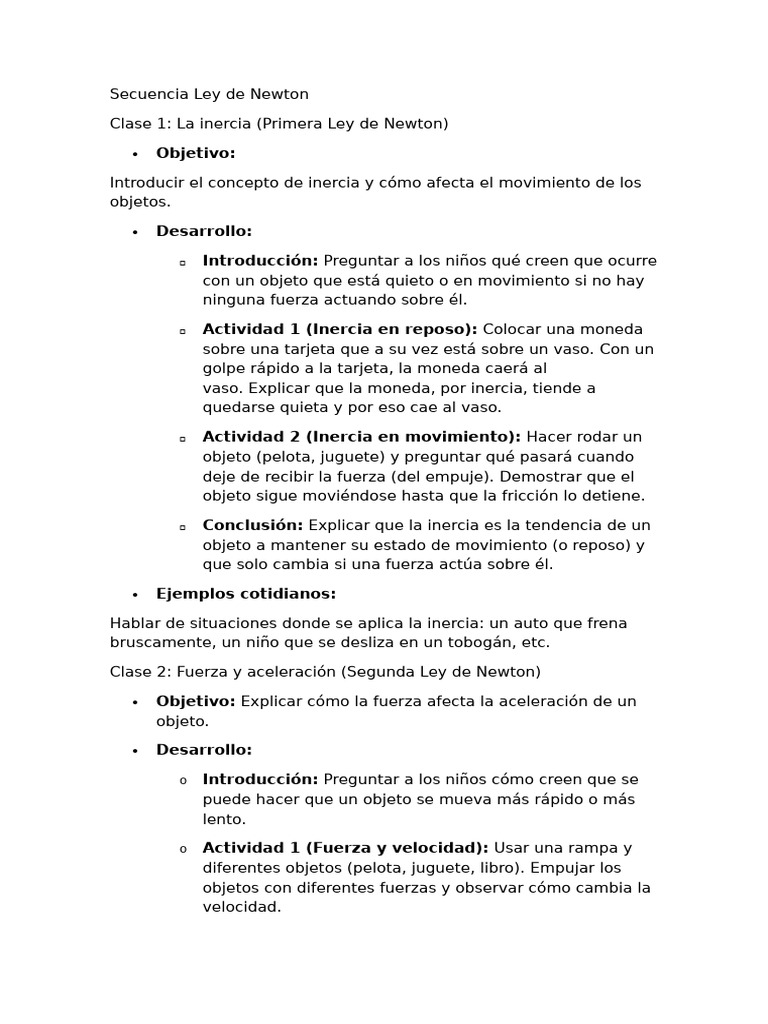 1 Secuencia Ley de Newton | PDF | Fuerza | Las leyes del movimiento de Newton