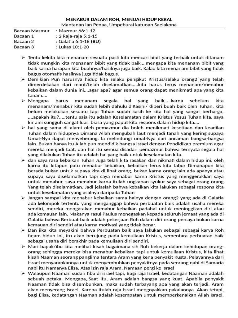 Menabur Dalam Roh | PDF