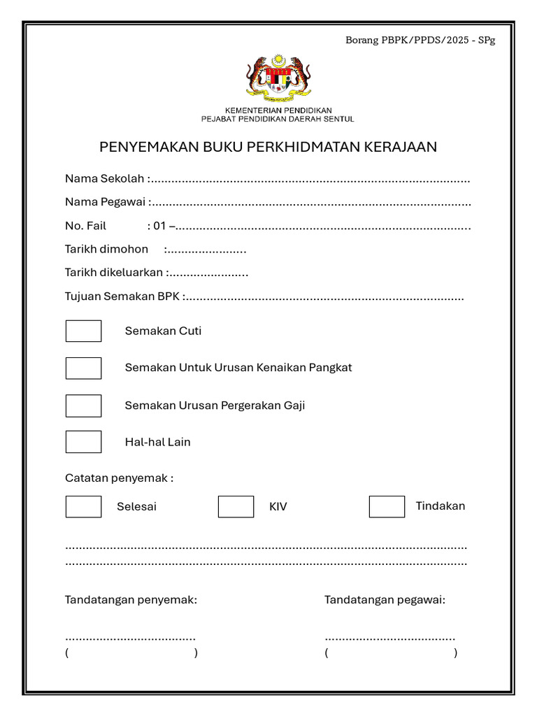 Template Penyemakan Buku Perkhidmatan Kerajaan | PDF