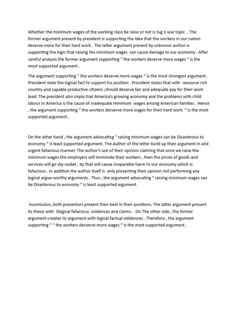 Minimum Wage Debate: Workers Deserve More | PDF