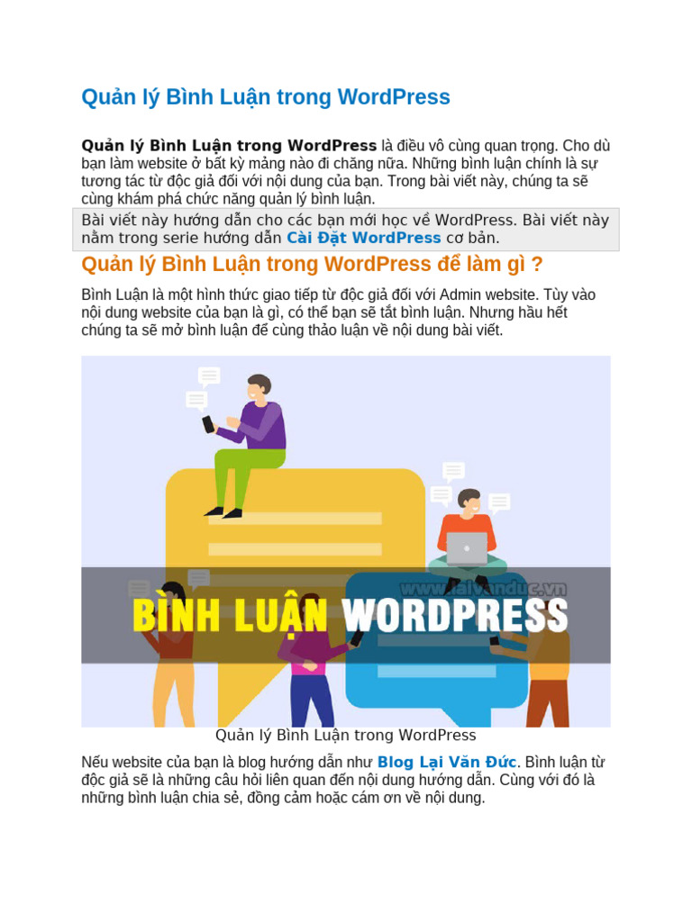 BT 03.8 - Quản lý Bình Luận trong WordPress | PDF