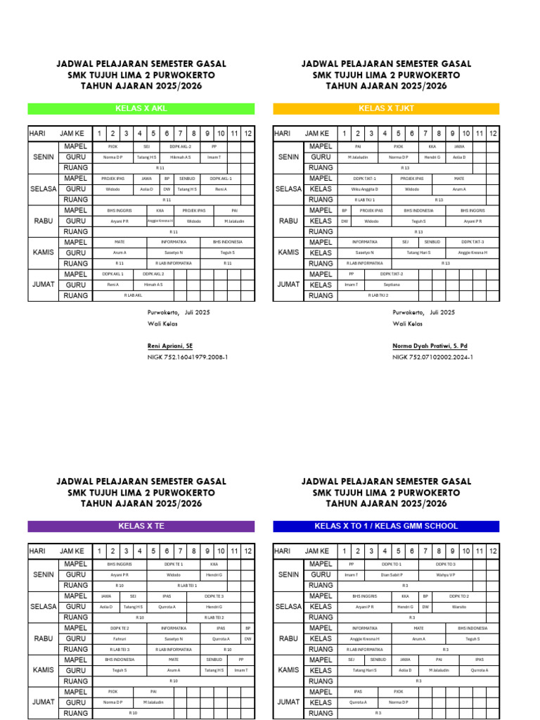 Jadwal Kelas New Final 2025 | PDF