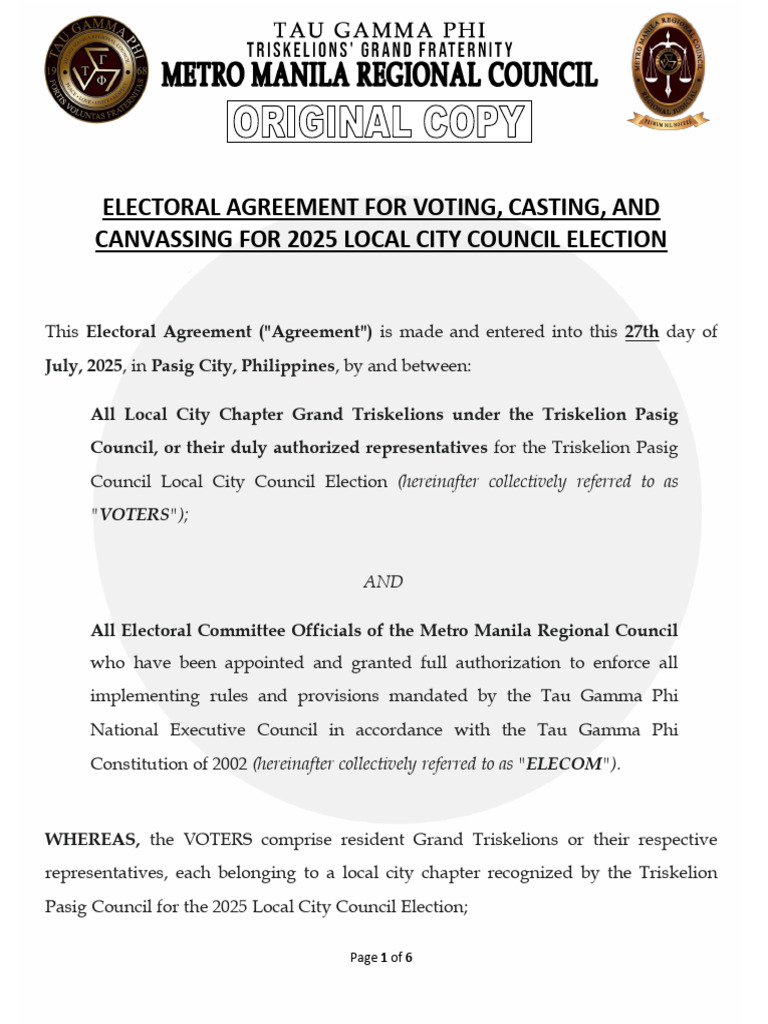 2025 Local City Council Election Agreement | PDF | Elections ...