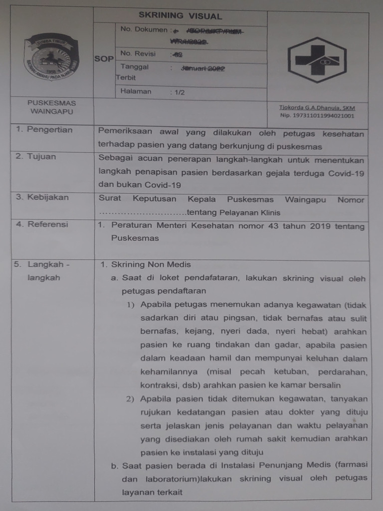 Alur Skrining Visual Untuk Pendaftaran | PDF