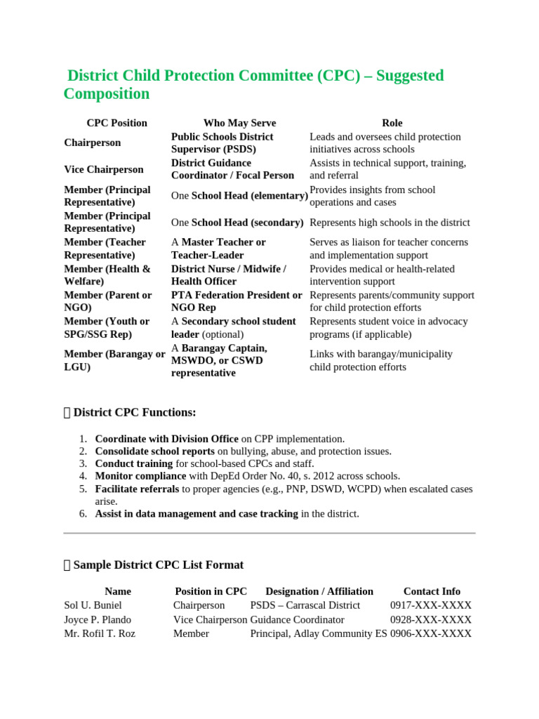 District Child Protection Committee | PDF