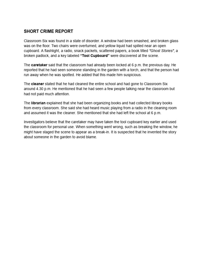 Short Crime Story | PDF