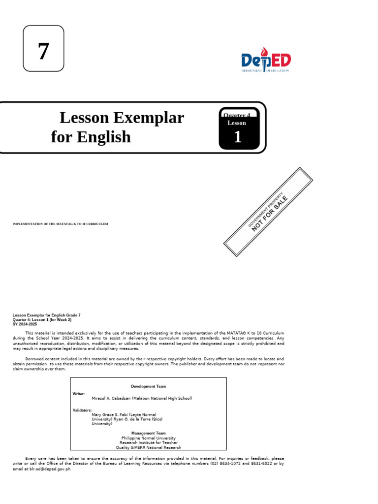 Grade 7 English Lesson Exemplar Q4 | PDF | Climate Change | Biodiversity