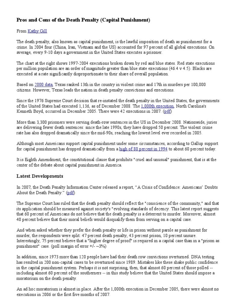 Pros and Cons of The Death Penalty For L2 Students | PDF | Eighth ...