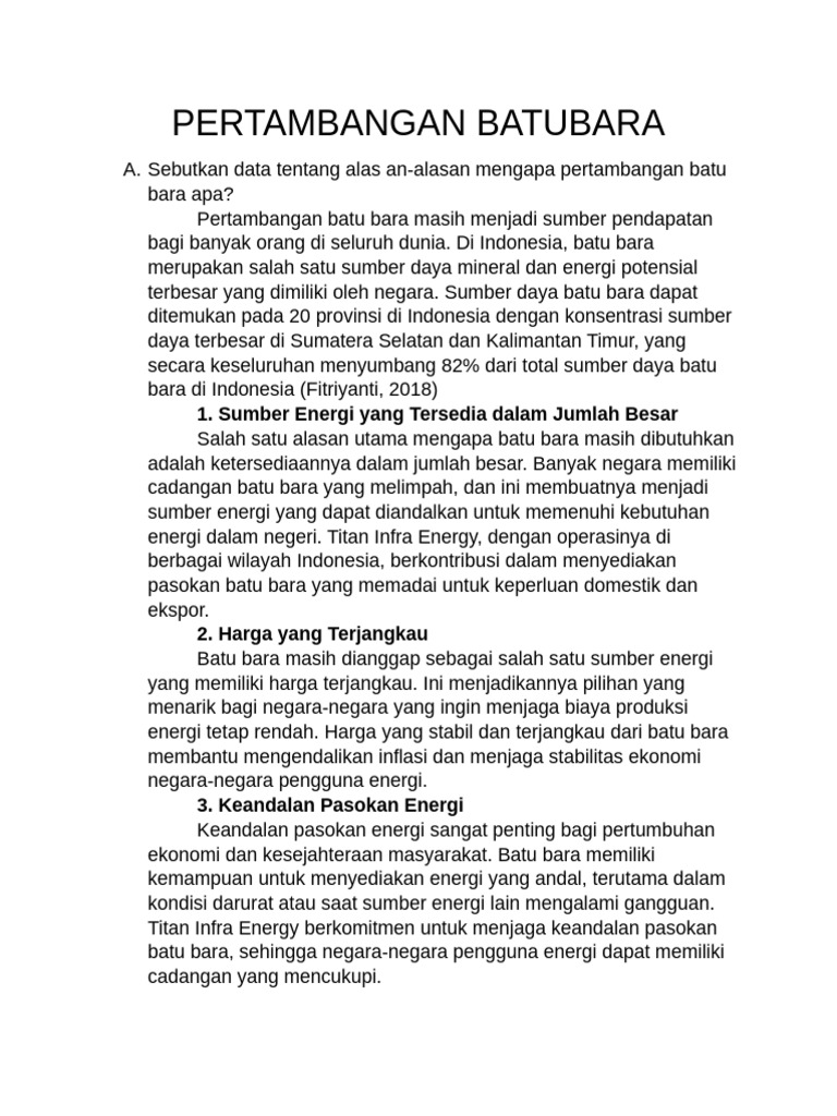 Pertambangan Batubara | PDF