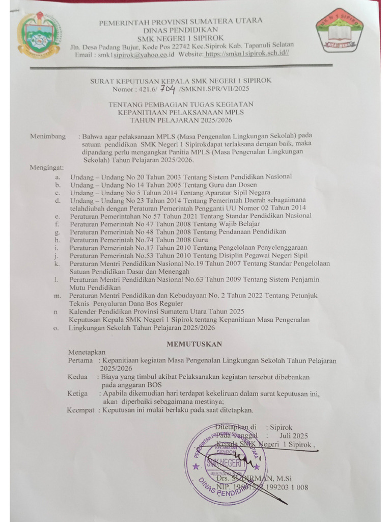 SK MPLS SMK N 1 Sipirok Tahun 2025 | PDF