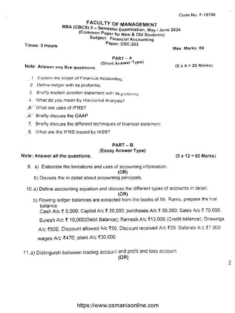 Bba 2 Sem Financial Accounting F 19708 Jun 2024 | PDF