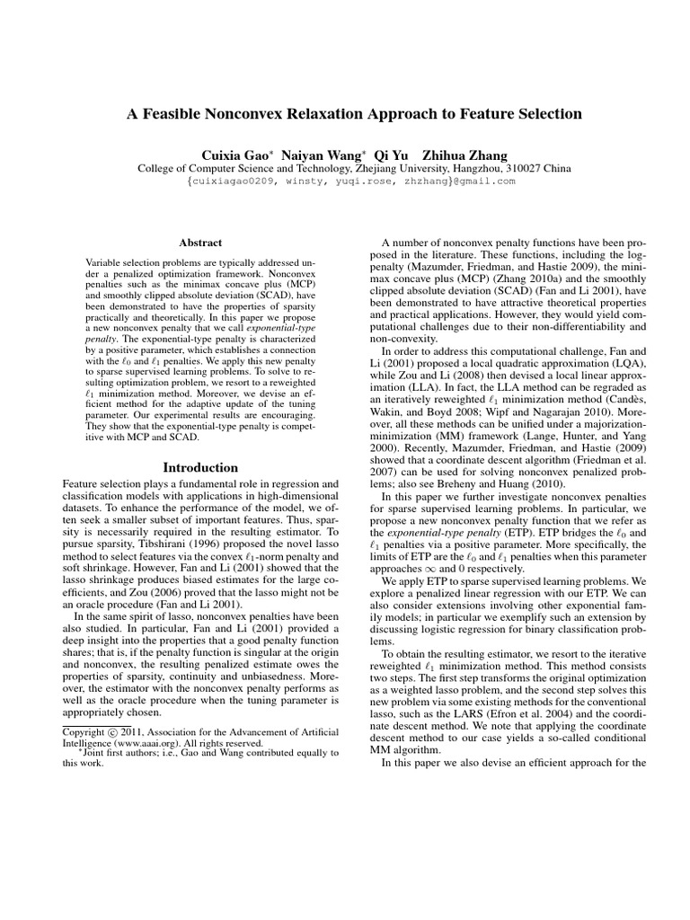 Aaai2011 Nonconvex Optimization | PDF | Mathematical Optimization | Linear Regression