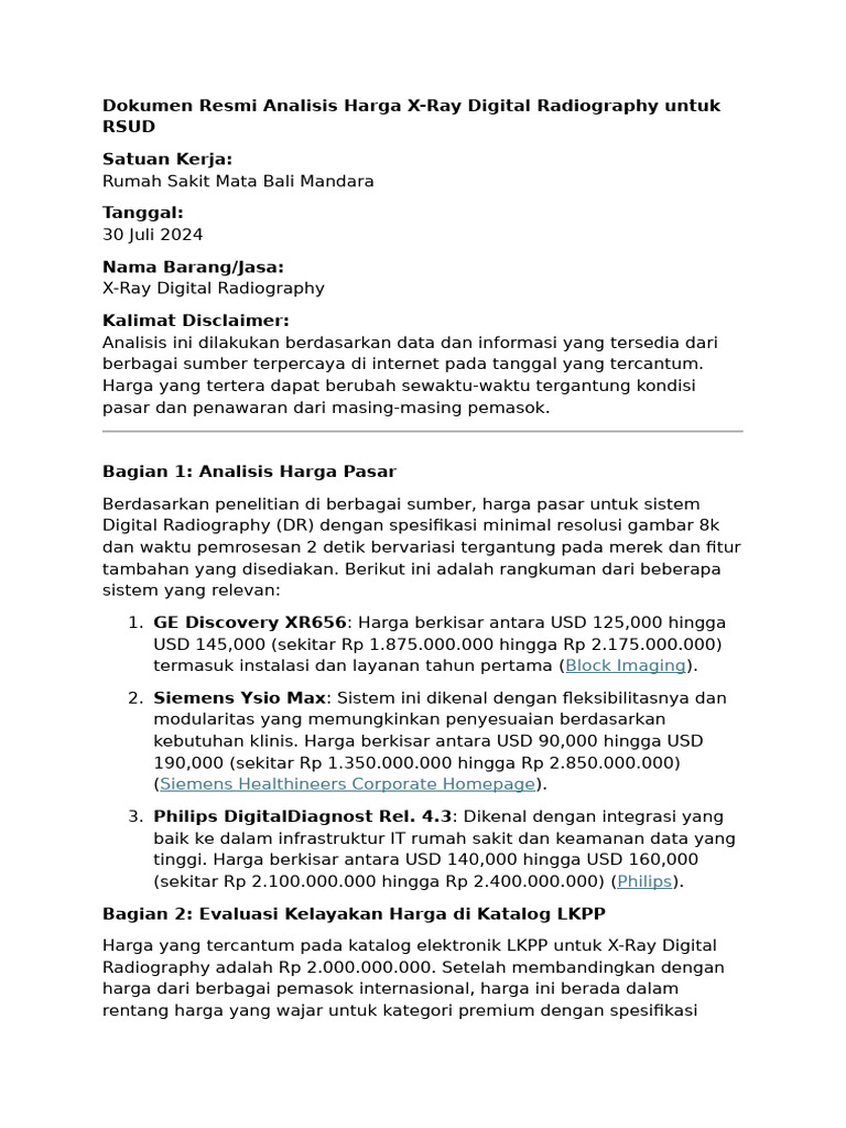 Dokumen Referensi Harga X Ray | PDF