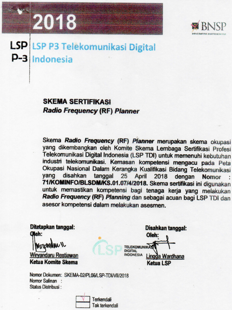 Skema Kompetensi RF Planner - LSP P-3 - Pak Lingga | PDF
