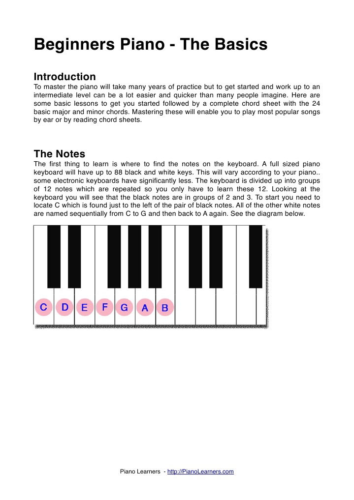 Beginners Piano Chord Guide | PDF | Piano | Chord (Music)