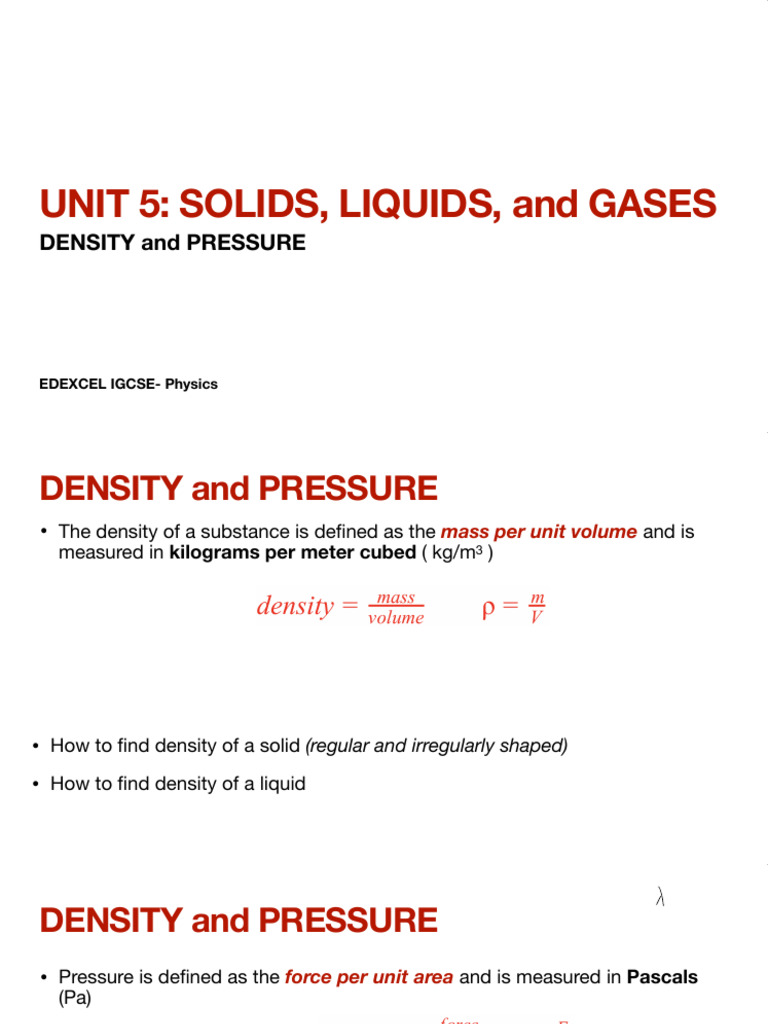 Pressure, Density, States of Matter | PDF | Pressure | Density