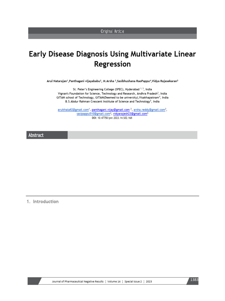 Journal Pharmaceutical Negative Results 2023 | PDF | Mean Squared Error ...