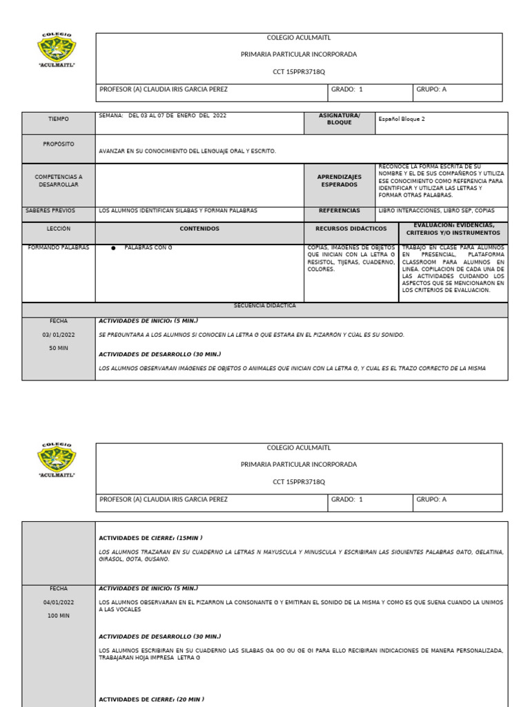 Planeación Nvo Formato 03 Enero | PDF | Evaluación | Sustracción