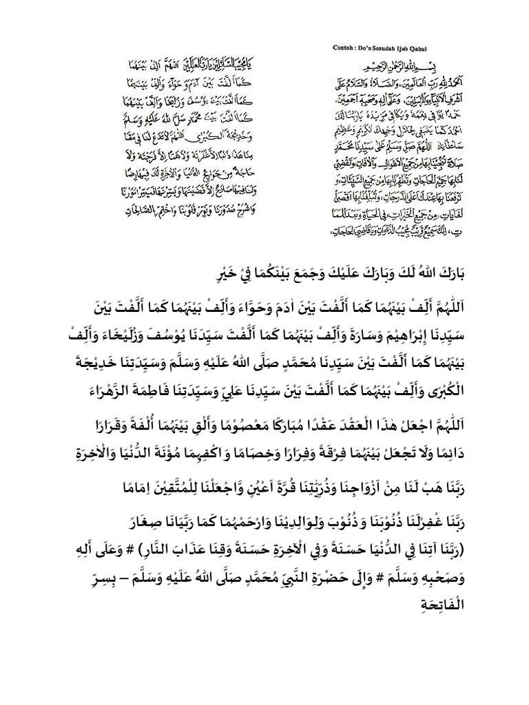 Doa Selepas Ijab Kabul | PDF