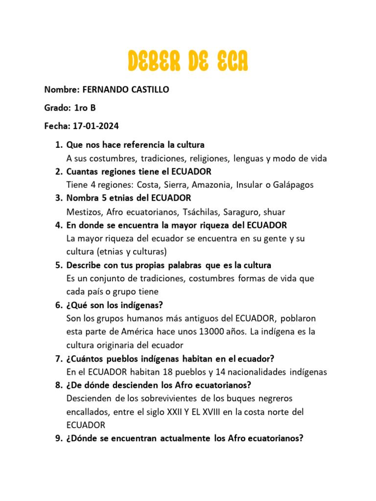 Deber de Eca | PDF | Ecuador