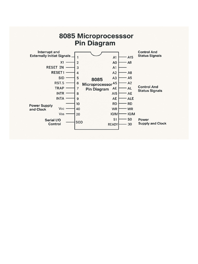 8085 Microprocessor Pin Diagram | PDF