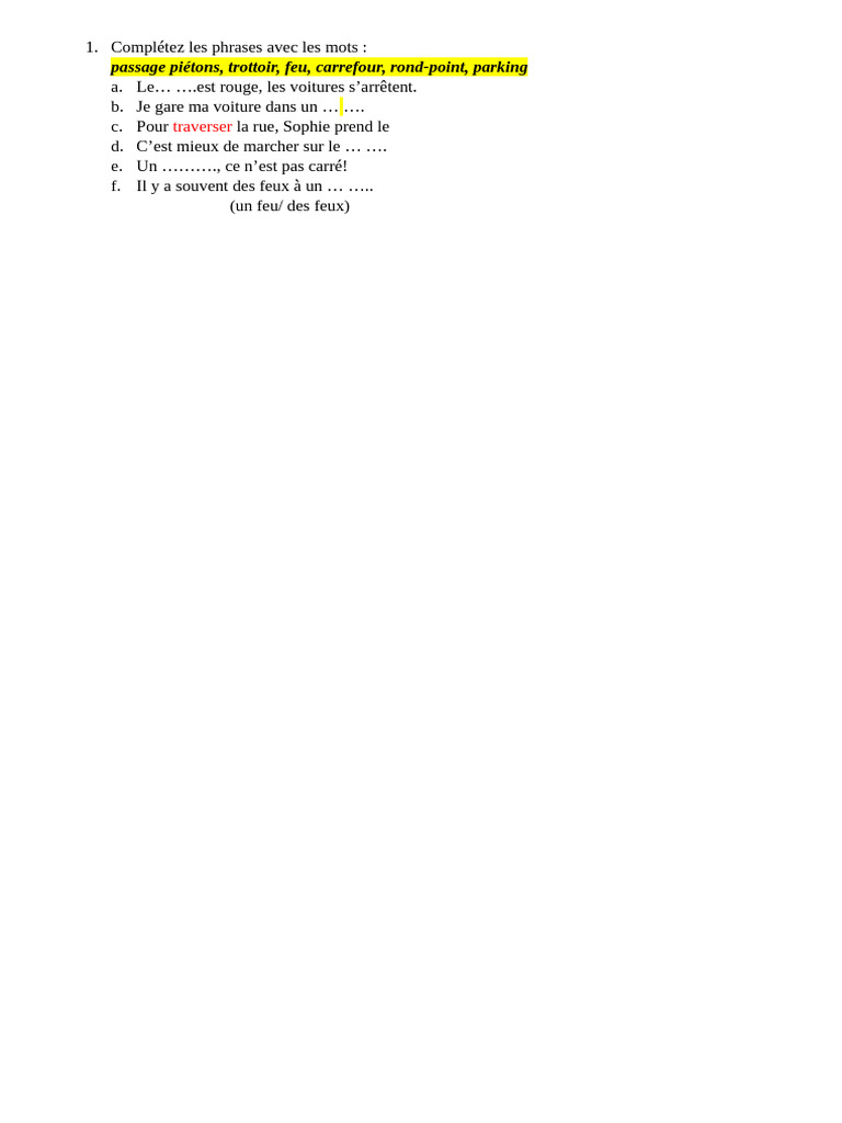 Vocabulaire - Indiquer Le Chemin | PDF