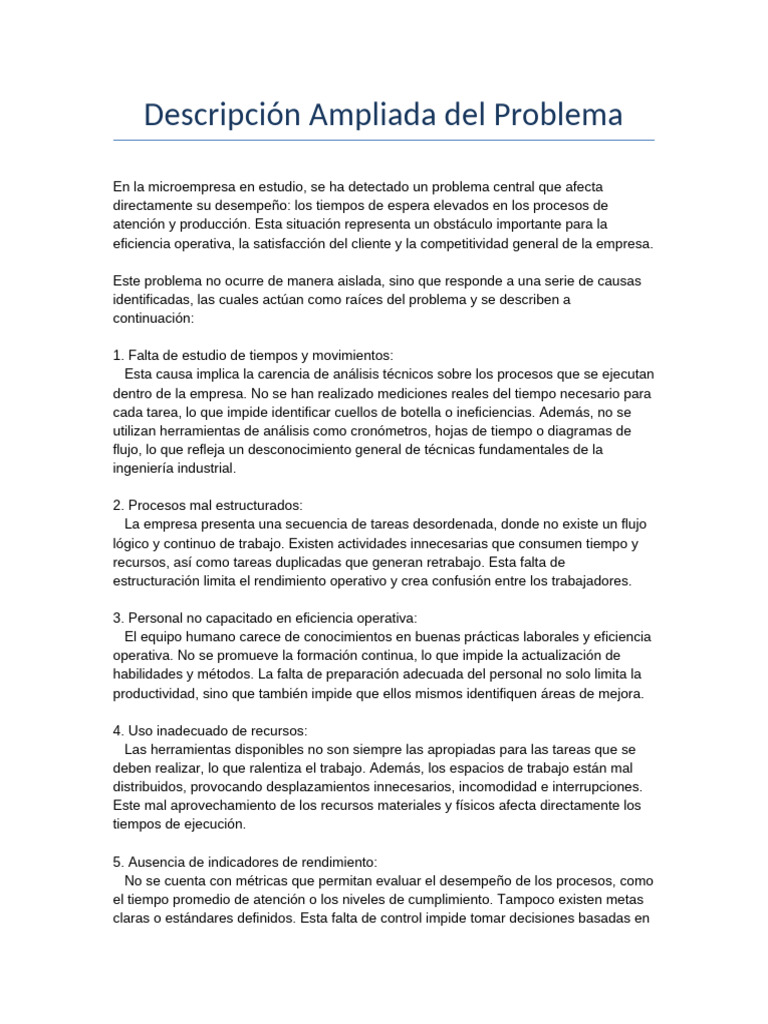 Descripción Ampliada Árbol de Problemas | PDF | Economias | Business