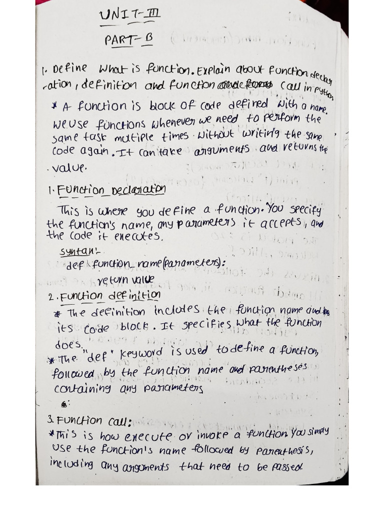 Python Unit 3 Mid 1 Question Bank Answers | PDF