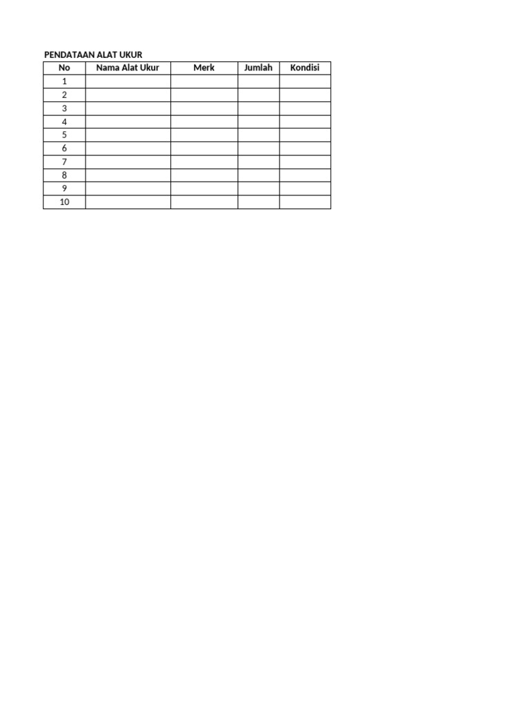Form Pendataan Alat Ukur | PDF