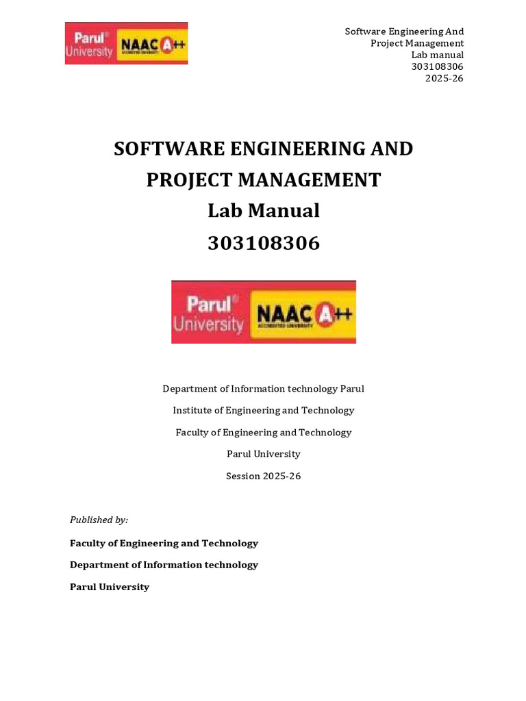 Software Engineering Lab Manual 2025-26 | PDF | Use Case | Project ...