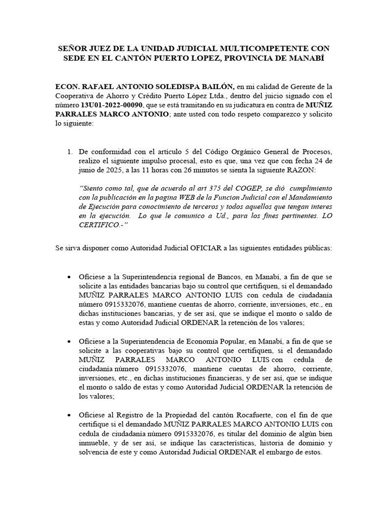 Impulso Procesal - Muñiz Parrales Marco Antonio - Solicitud de ...