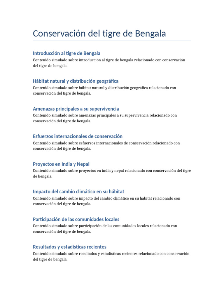 Conservación Del Tigre de Beng | PDF