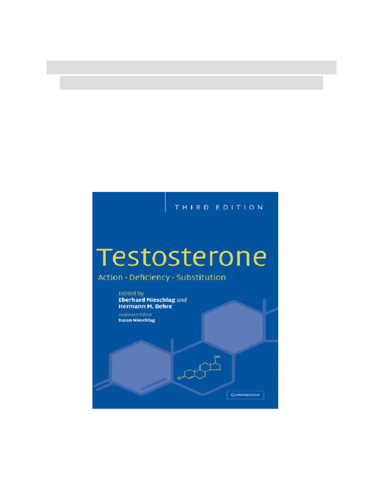 Testosterone Action Deficiency Substitution 3rd Edition S. Nieschlag ...