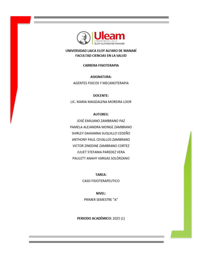 CASO FISIOTERAPEUTICO 2 Tarea de Clase Jsjs | PDF