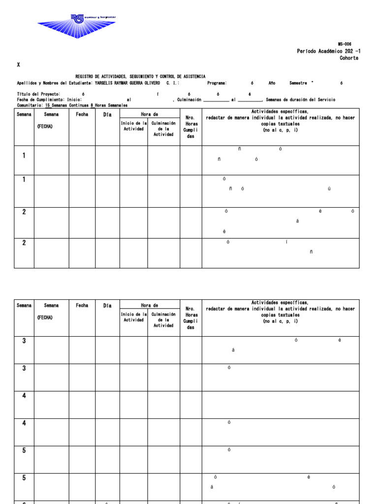 Registro de Actividades de Servicio Comunitario | PDF