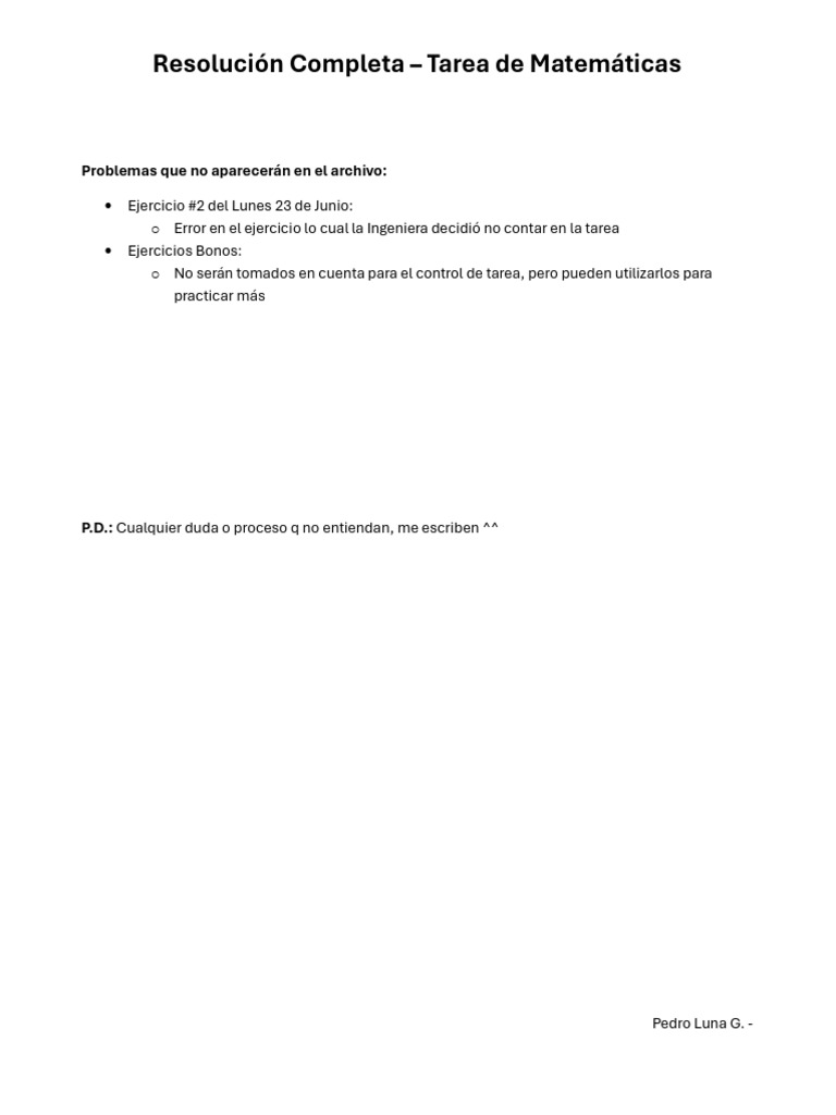 Tarea Matemáticas - Resolución Completa | PDF