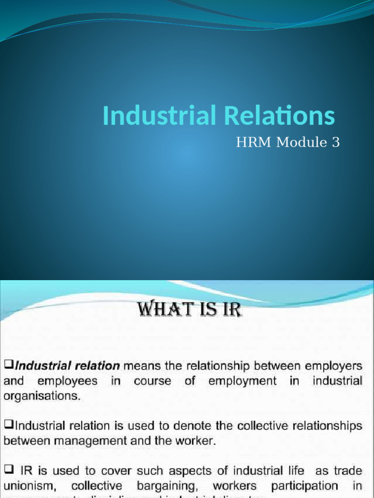 Industrial Relations: HRM Module 3 | PDF