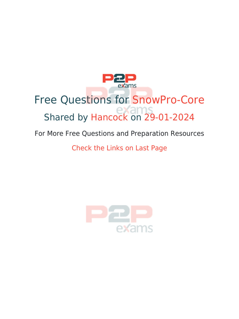 Snowflake Snowpro Core Exam Dumps by Hancock 29-01-2024 7qa Certscare ...