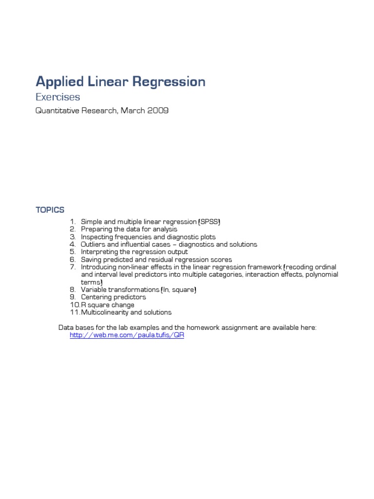 Applied Linear Regression | PDF | Multicollinearity | Regression Analysis