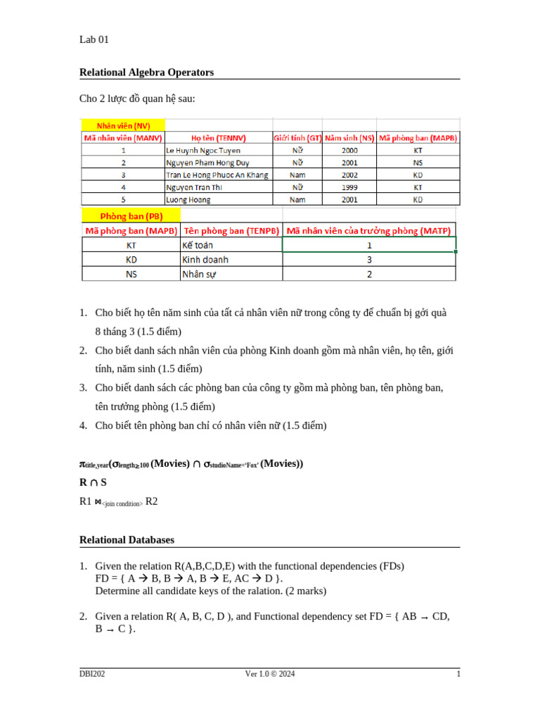 03 - 06 - 2025 - DBI202-Lab 01 | PDF