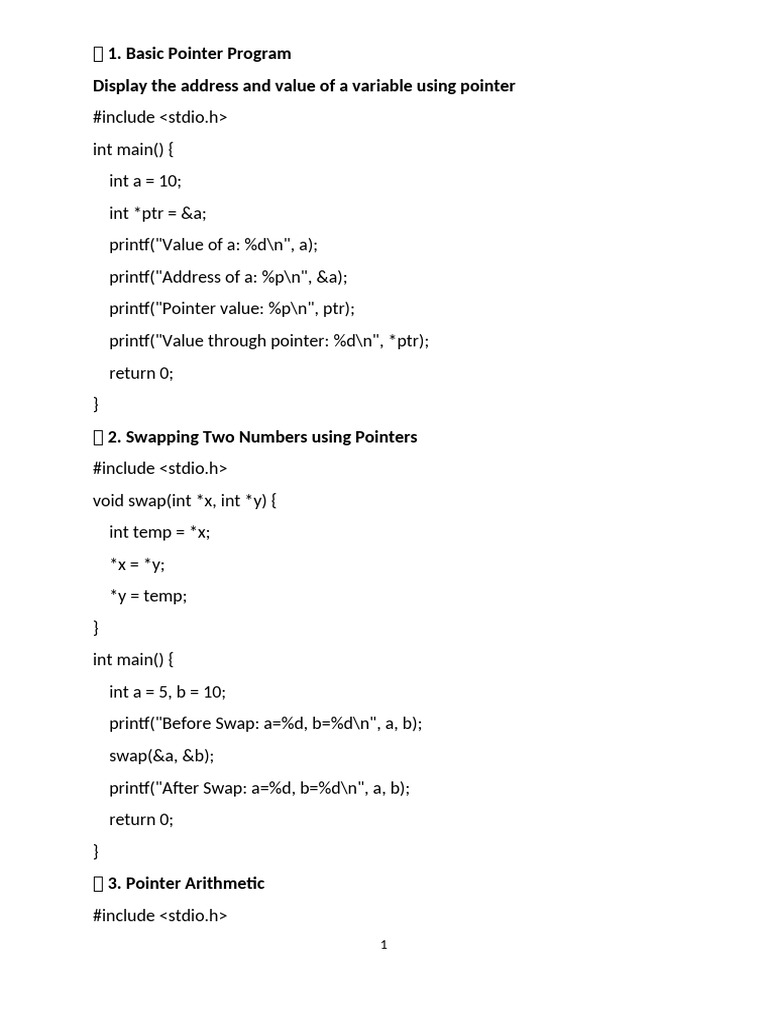 Pointers Practicals in C | PDF | Pointer (Computer Programming) | Computing