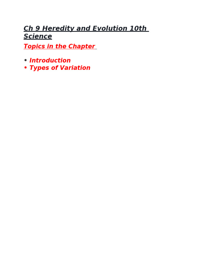 Heredity and Evolution Overview | PDF | Dominance (Genetics) | Genotype