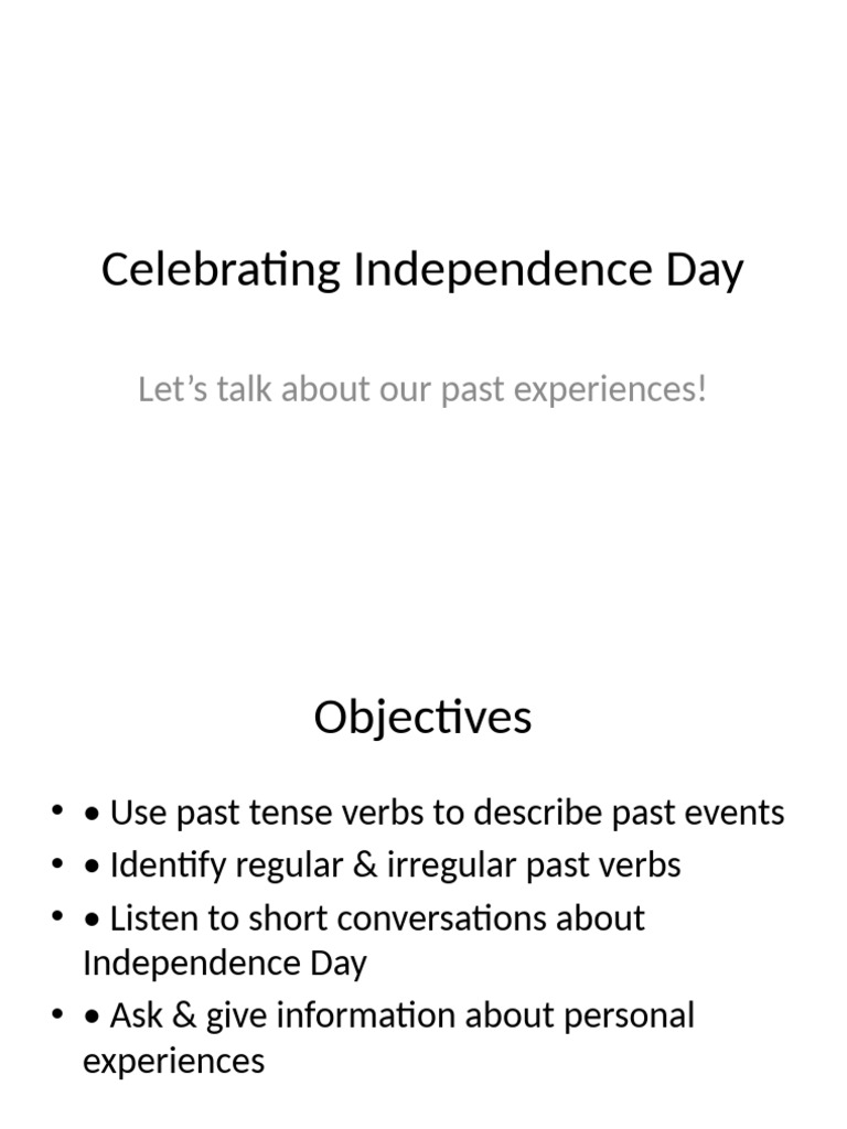 Independence Day Past Tense Activities | PDF