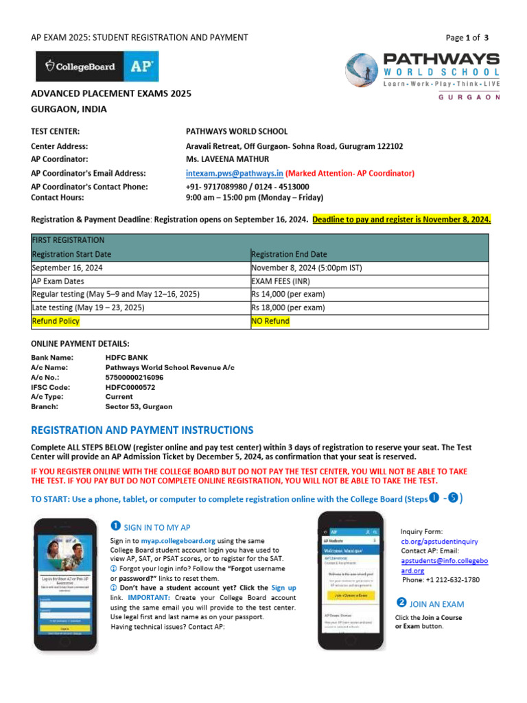 AP Exam Registration Policy | PDF | Advanced Placement