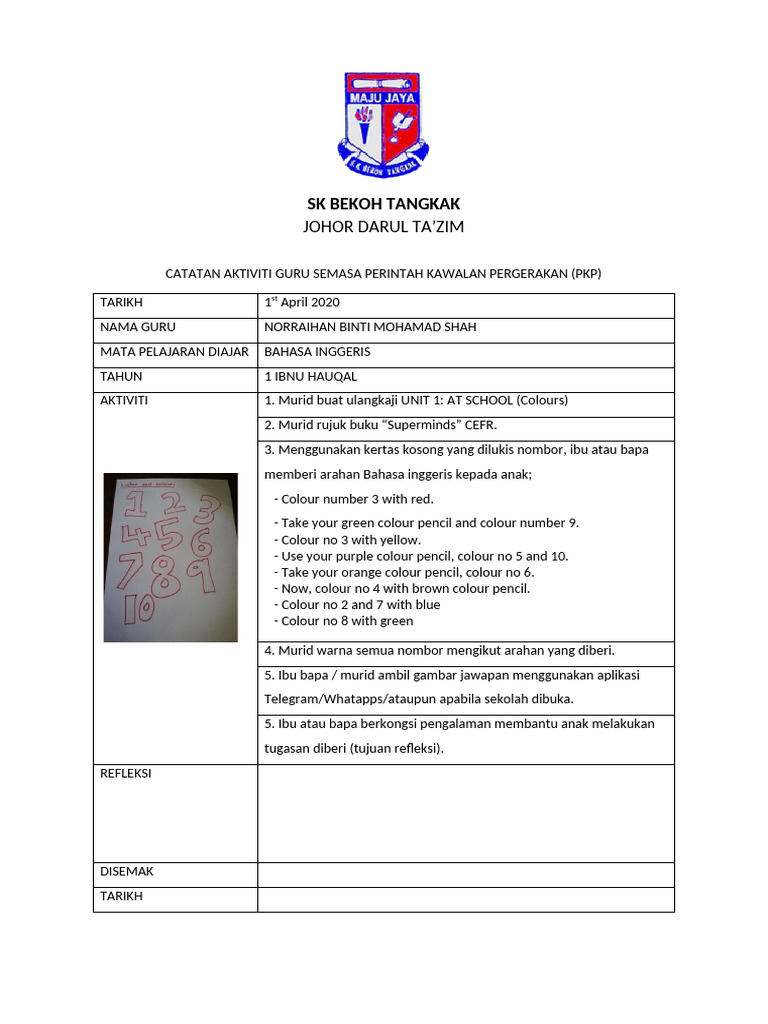 RPH Year 1 PKP 1.4.2020 (Raihan) | PDF